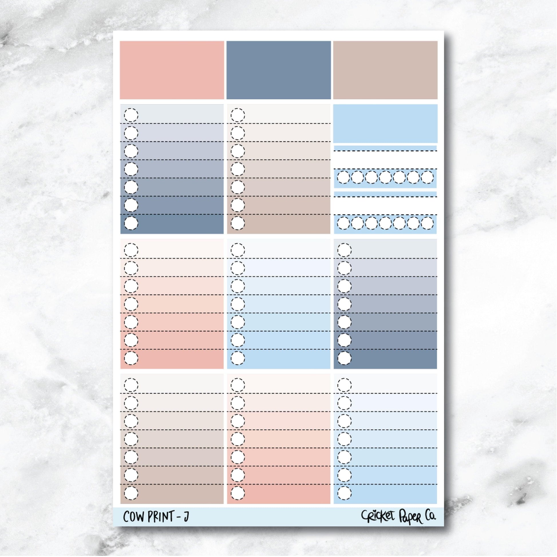 Cow Print Full Box Checklists Journaling and Planner Stickers - J ...