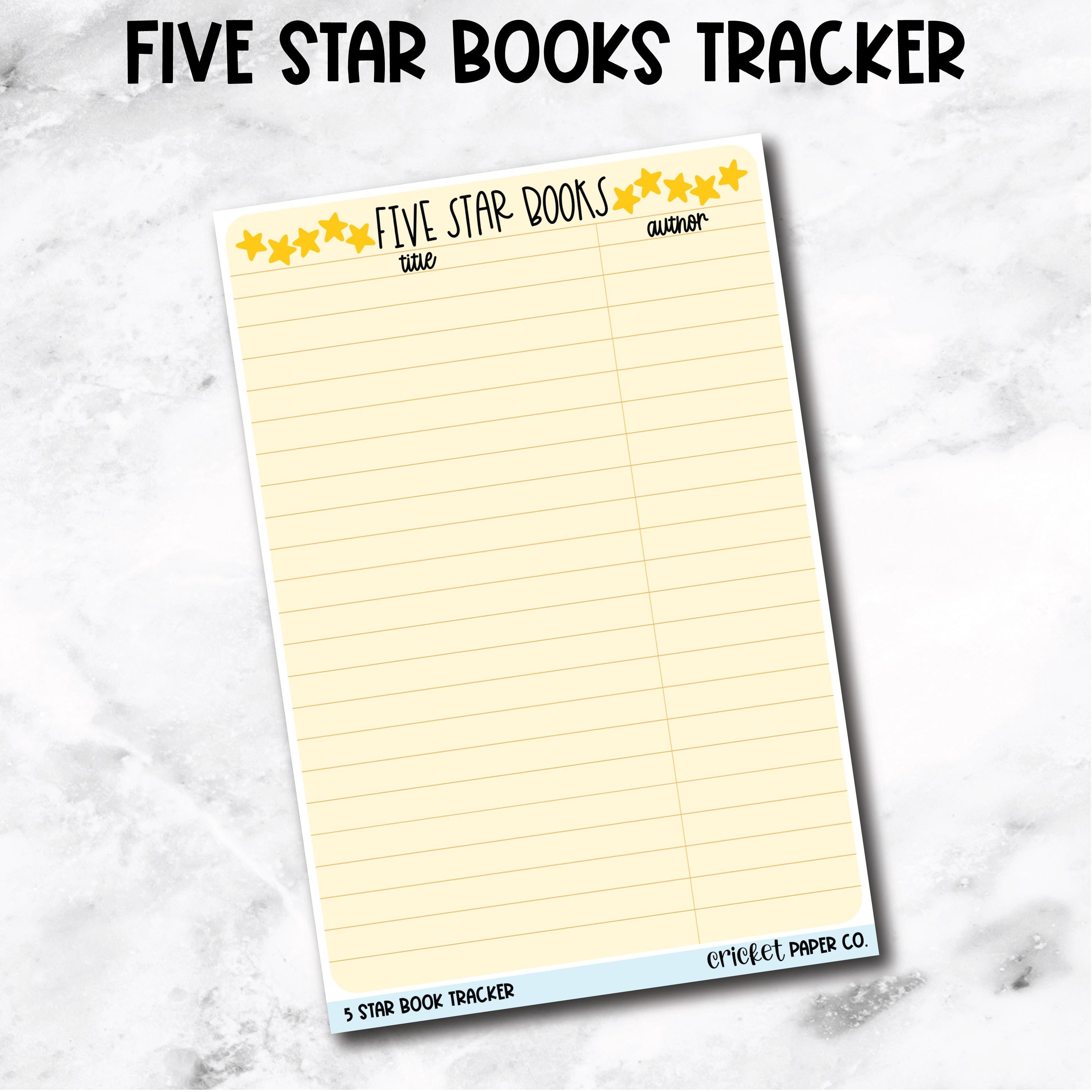 Five Star Books Tracker Book Journal Jumbo Sticker – Cricket Paper Co.